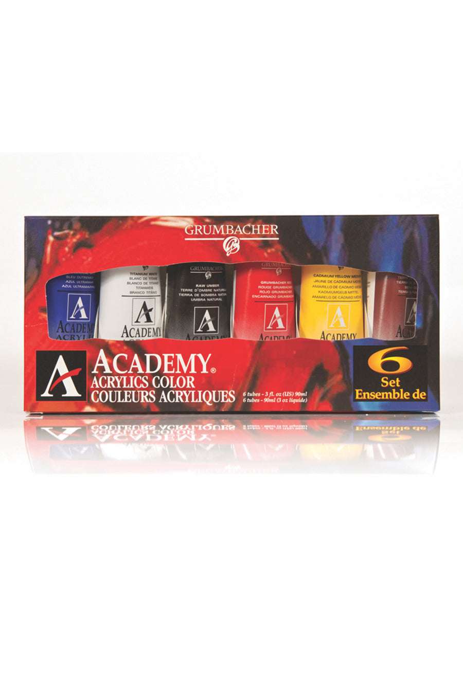 Grumbacher® Academy® Acrylic 6 Color Set, 90ml. - Grumbacher Art