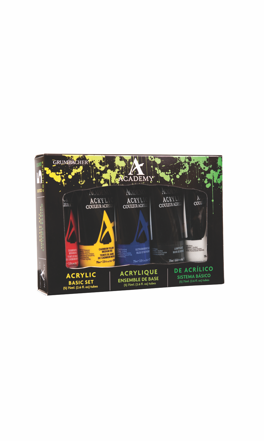 Grumbacher® Academy® Acrylic 5 Color Basic Set, 75ml. - Grumbacher Art